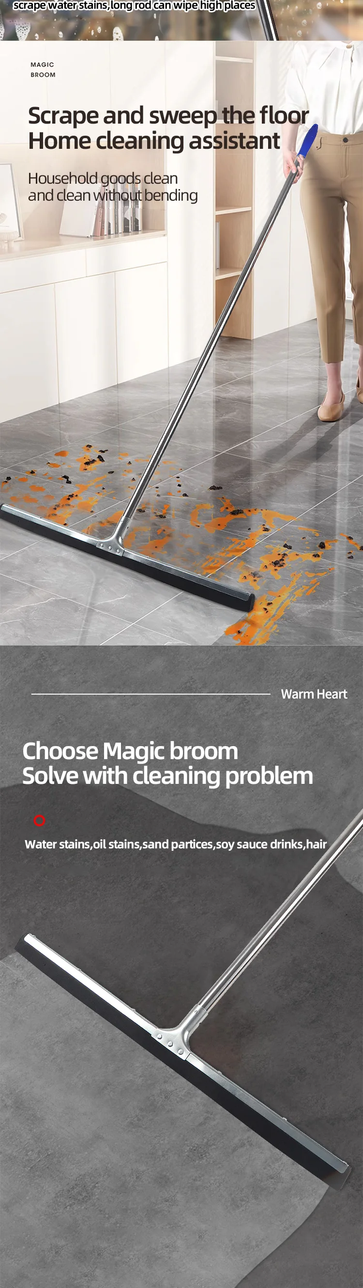 Stainless Steel Rod Floor Scraper With Rubber And Eva Squeegee Helps ...