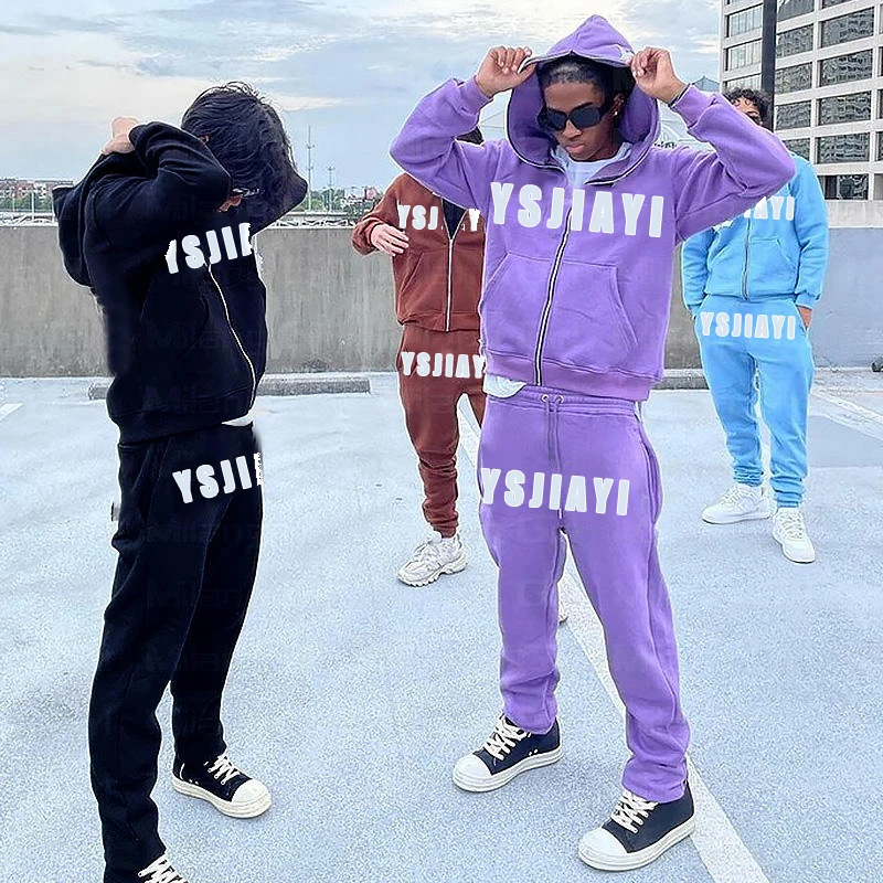 Custom logo Sweatpants and Hoodie Set Sweat Suits Sweatsuit Slim Fit ...