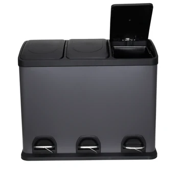 3 Compartment Recycle Trash Can Pedal Bin Recycling Bin With 3 ...