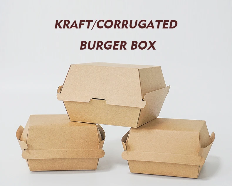 Corrugated Paper Burger Box Custom And Logo Design Food Grade Materials ...