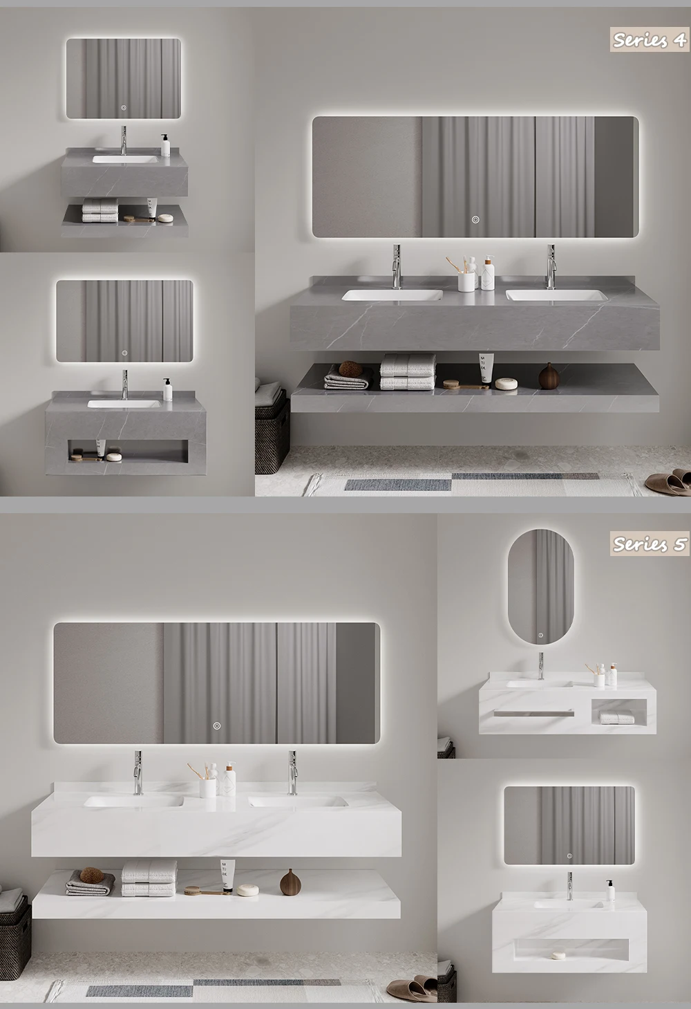 YIDA Black Series Sintered Stone Bathroom Ceramic Sink Wall Hung ...