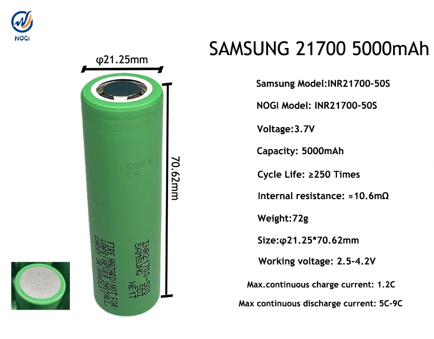 Samsung 21700 Battery - 5000mah Grade A Cylindrical Battery