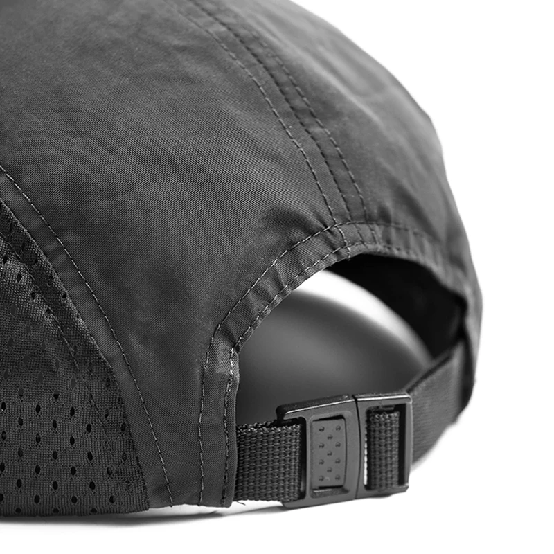 Breathable Lightweight Nylon Hat Waterproof 5 Panel Hat Custom Applique Logo Laser Cut Drilled ...