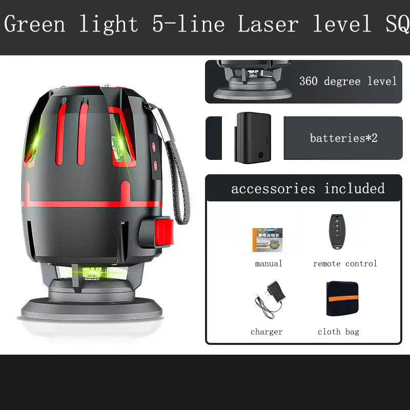 5 Light Multi Vertical Line Green Beam Site Rotary 360 Laser Levels ...
