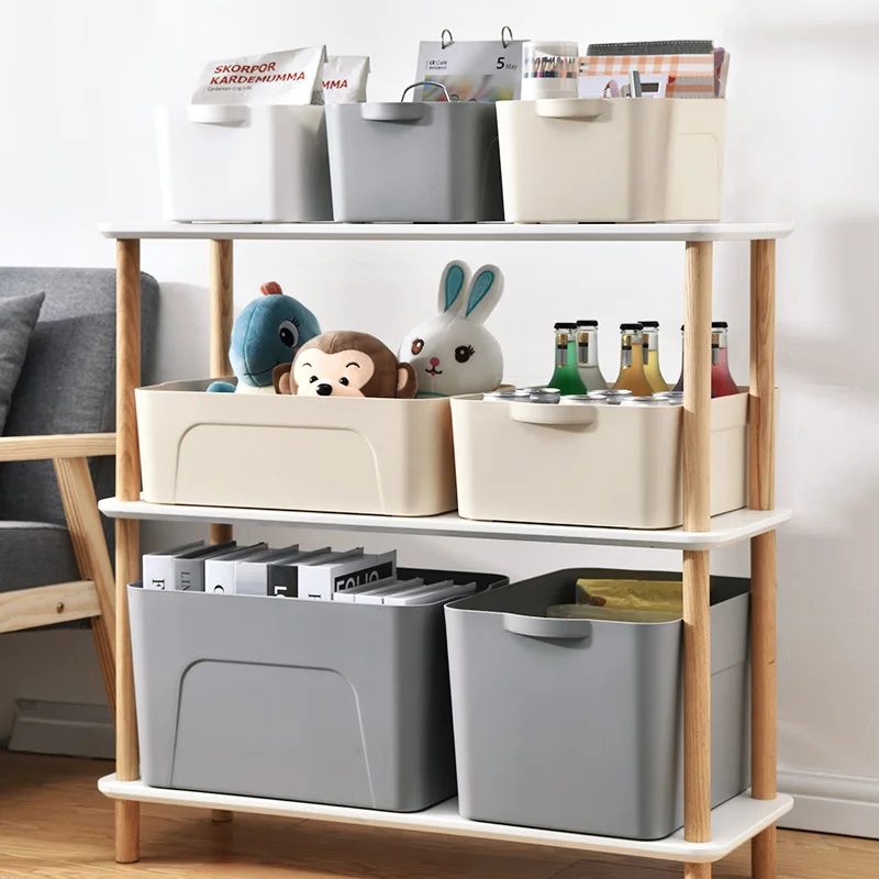 Desktop Storage Bins Plastic Storage Container Stackable Box with Lids ...