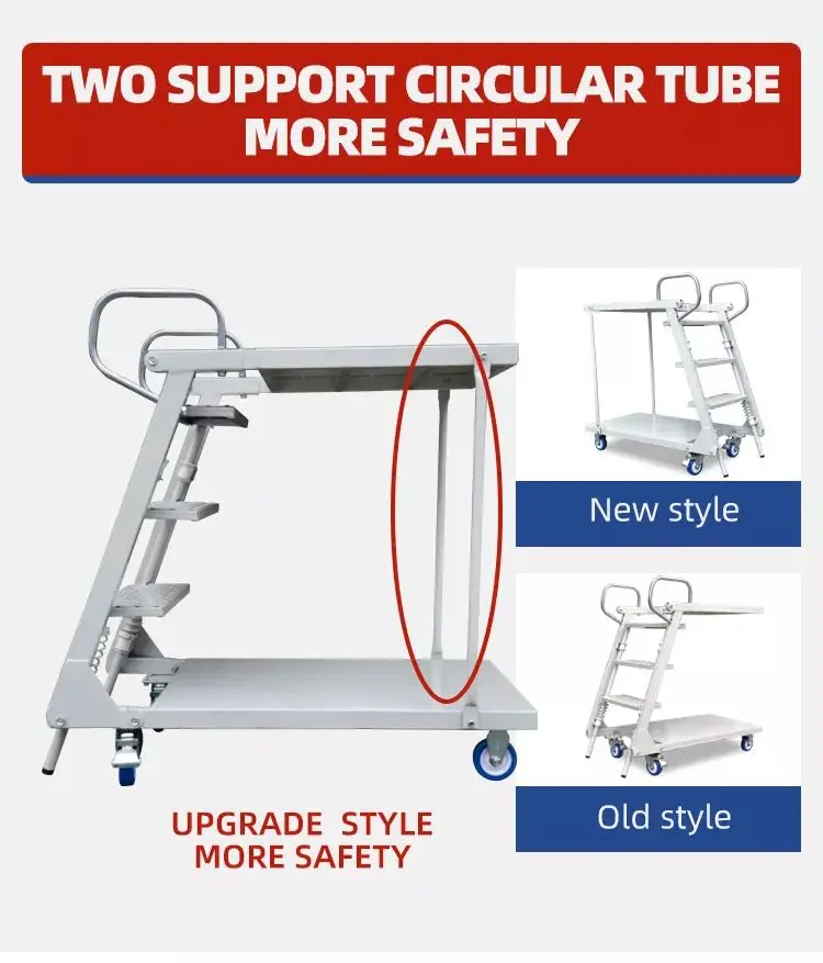 Warehouse Steel Rolling Mobile Step Platform Ladder Cart with Wheels