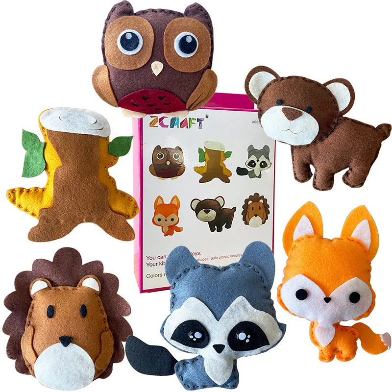 Custom Animals Craft Kit Forest Creatures Diy Sewing Felt Plush Animals ...