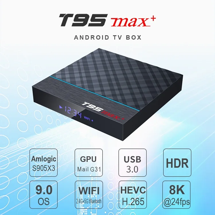 T95 Max plus智能电视盒固件更新S905X3 ram 4GB 32gb Android 9.0电视盒T95Max + 4K Hd ...
