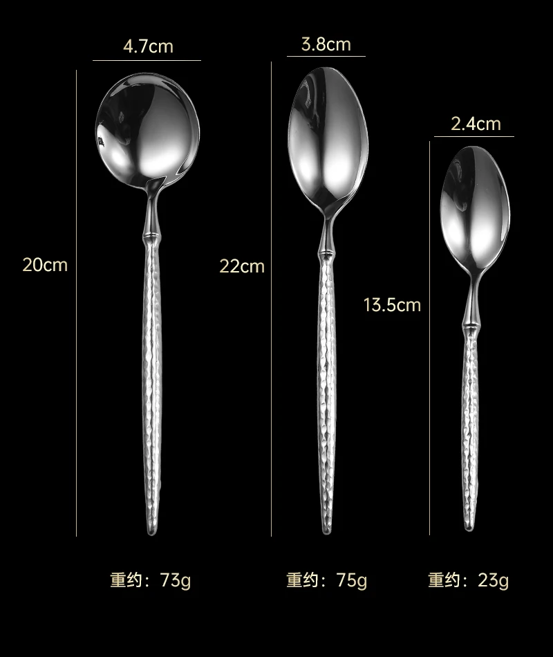 Korean Hammered Flatware Set Super Sharp Serrated Knife Gold Set ...