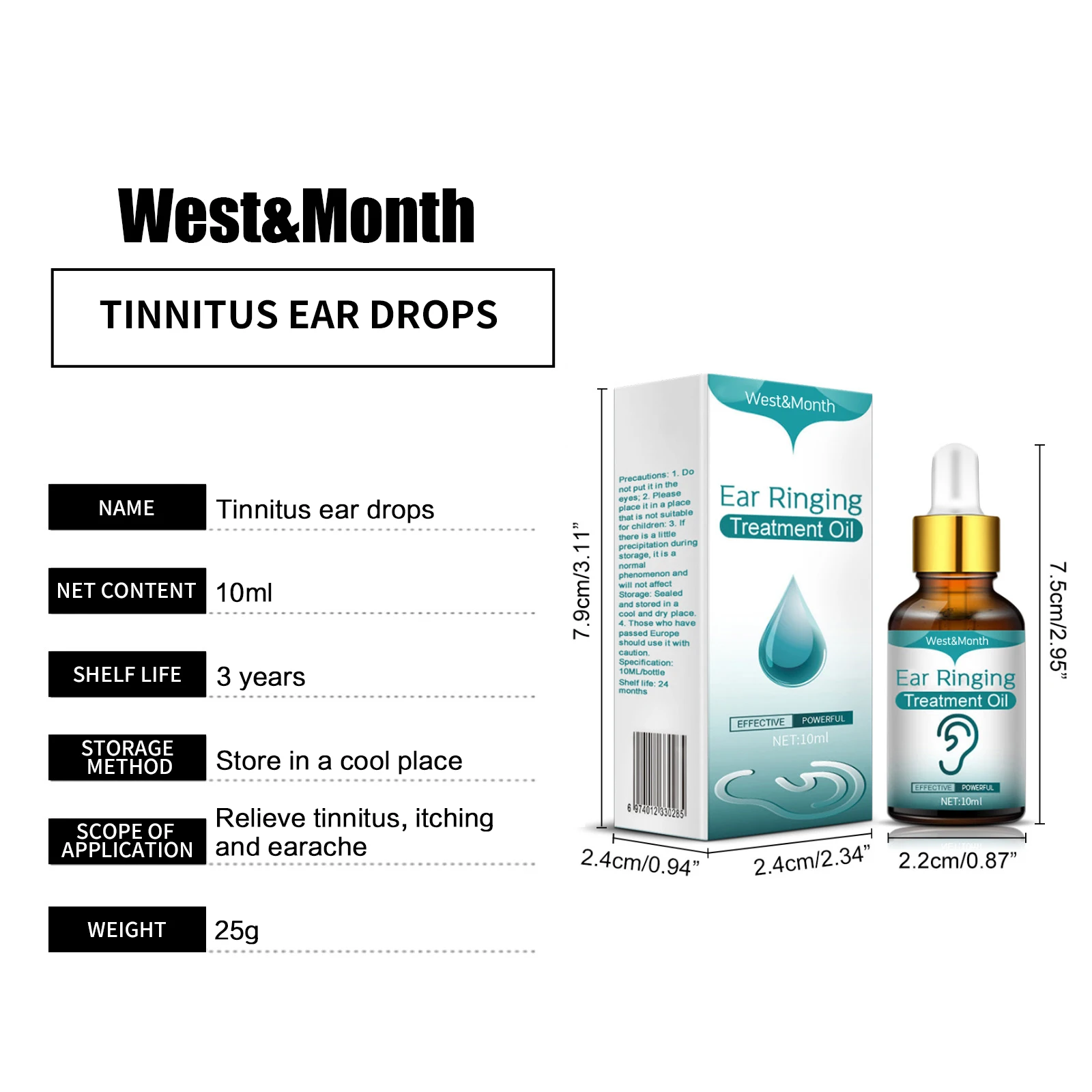 West&month 10ml Ear Drops Earwax Cleaner Liquid Acute And Chronic ...