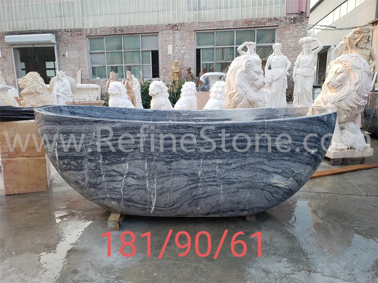 Grey Color Freestanding Natural Solid Marble Bathtub for Five Star ...