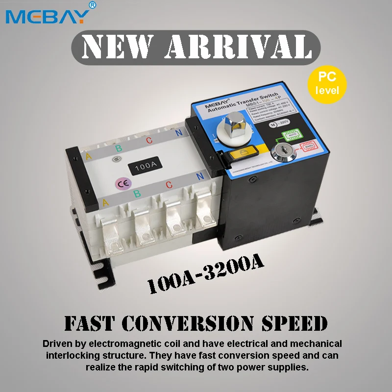 Mebay Generator Transfer Switch ATS 250A AC 400V - Smart & Reliable