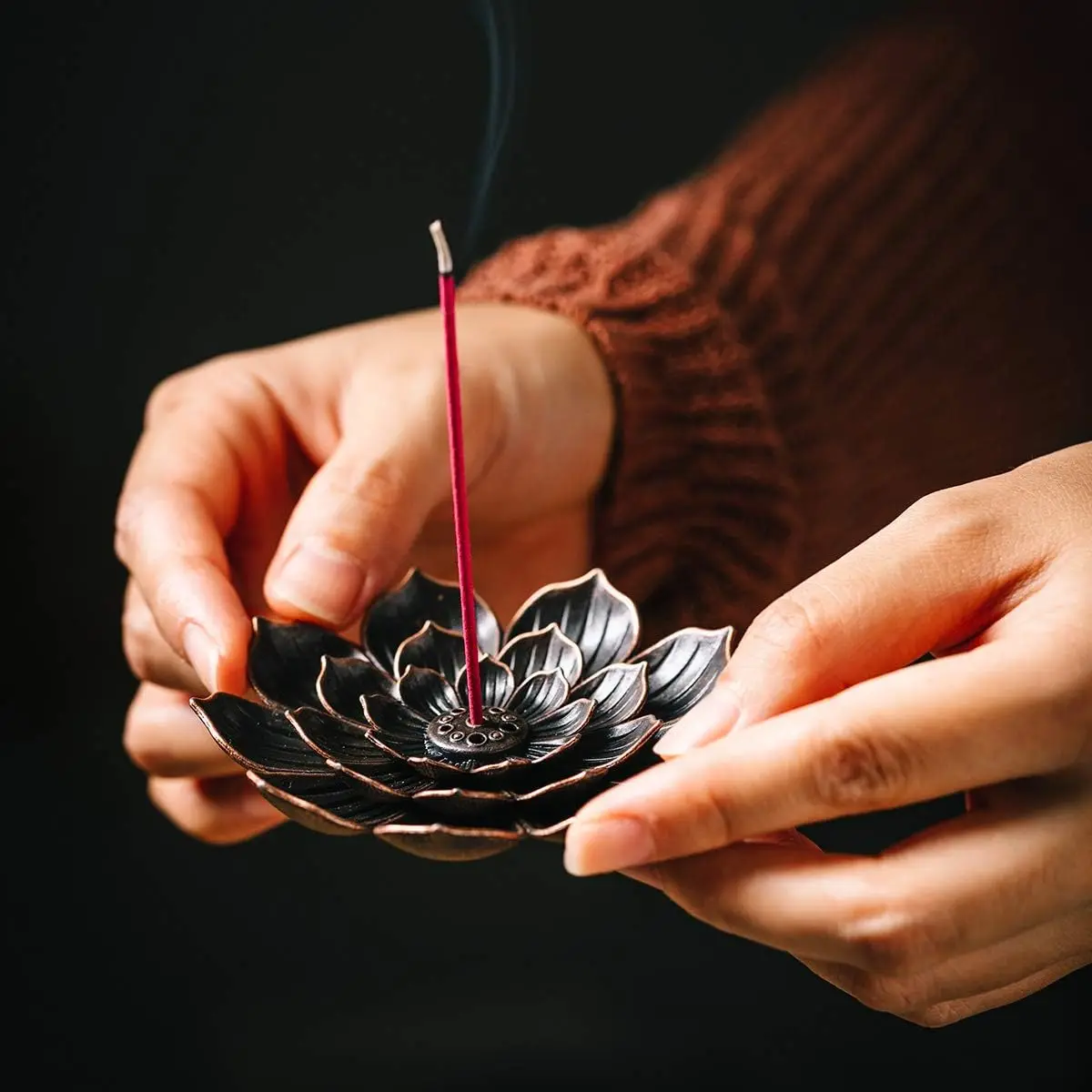 Black Walnut Upside Down Incense Stick Glass Incense Stand Wooden ...