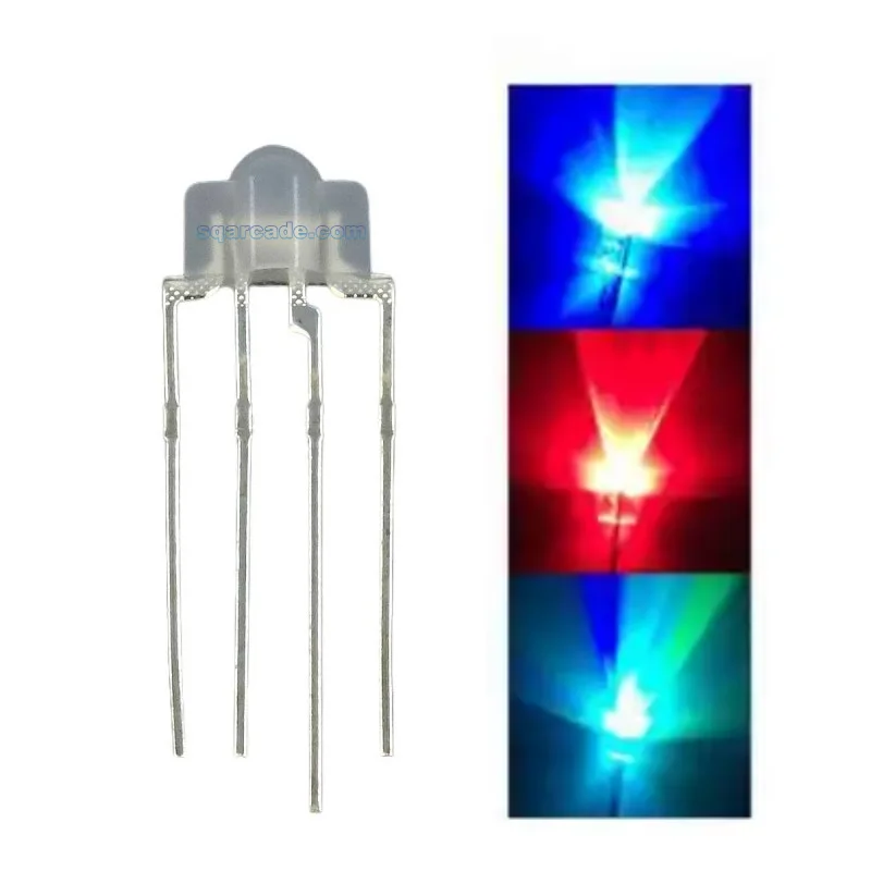 RGB LED Diodes 3mm Common Cathode 4 Pin Tri Color Emitting Diodes ...