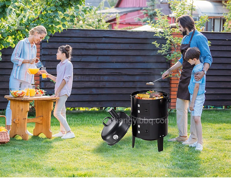 Outdoor Camping 3 In 1 Smokeless Charcoal Portable Bbq Grill 3 Layers ...