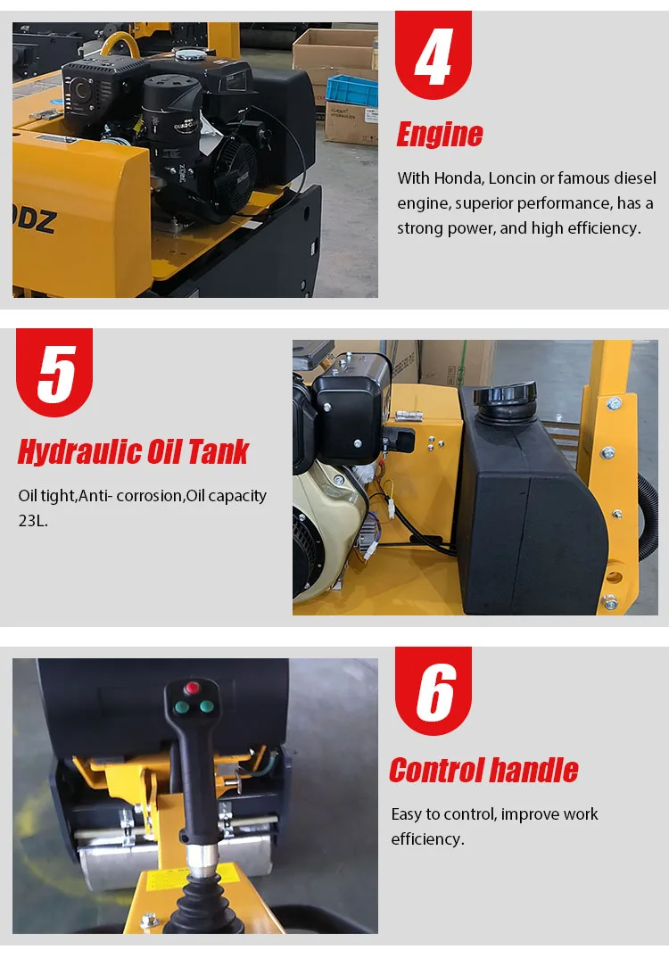 1 Ton Compactor Vibratory Roller China Mini Walk-behind Double Drum ...