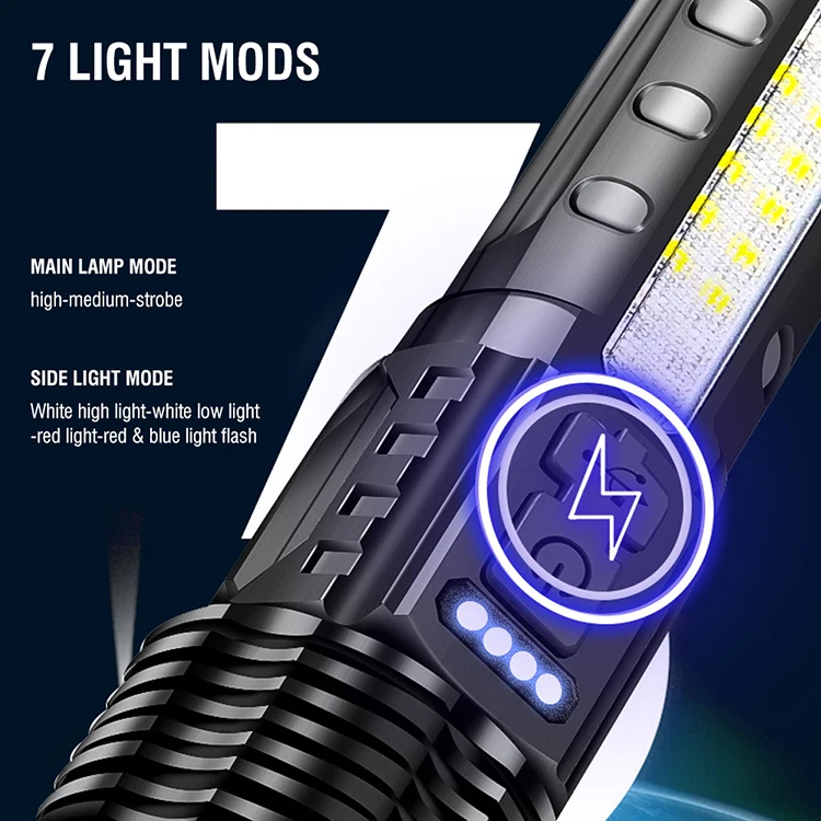 A76 20000 Lumen Rechargeable LED Flashlight Zoom Focus Work Lights ...