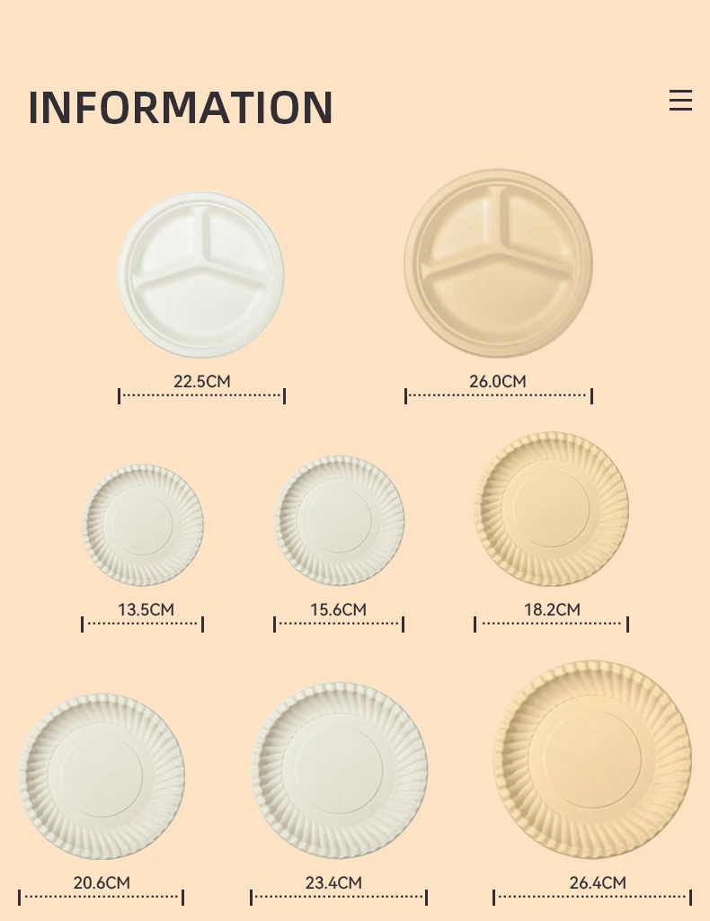 Bagasse Paper 10 Inches Microwavable Biodegradable Round Compostable ...