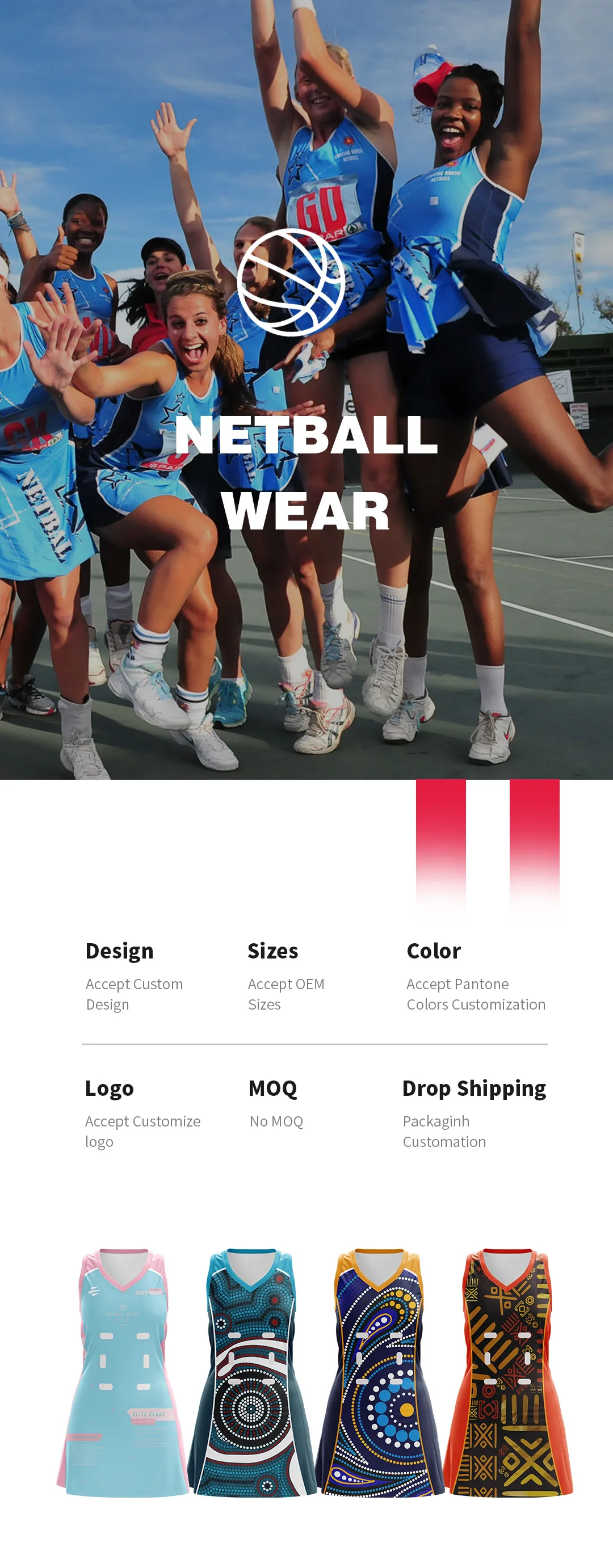 Oem Custom Netball Uniforms Design Sublimation Women Netball Jersey ...