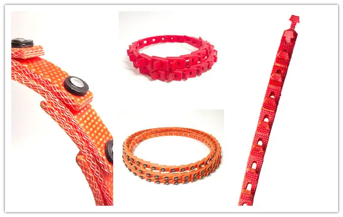 Z10/3L Twist V Orange Color Nut Pu Link Belt with Rivets