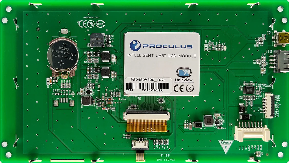 Proculus 7 Inch Uart Rs232 Rs485 Capacitive Touch Screen Module Lcd ...