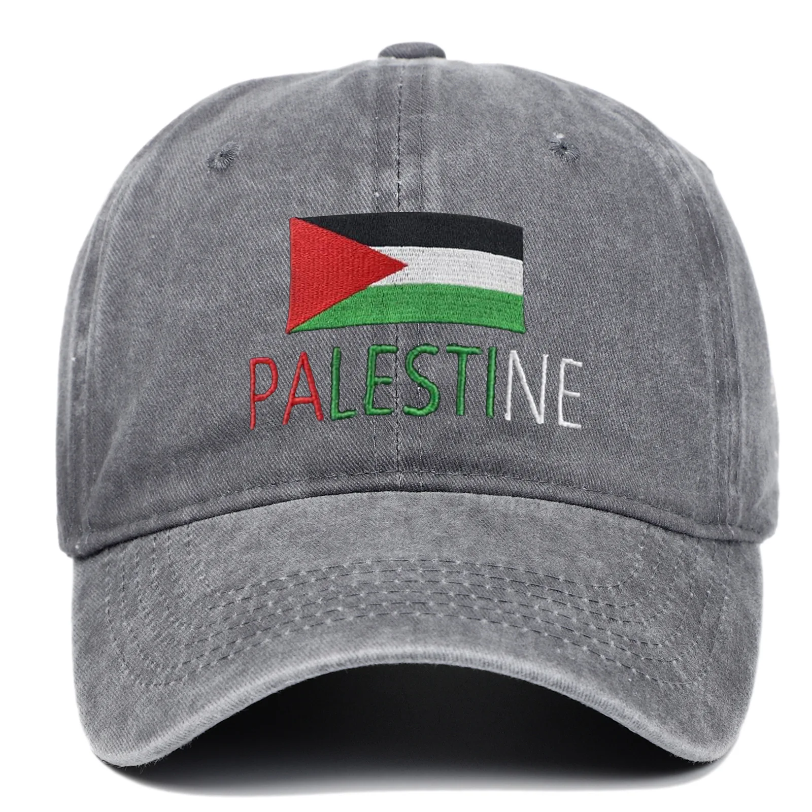 Outdoor Washed Denim Embroidery Palestine Flag Baseball Cap Custom Logo ...
