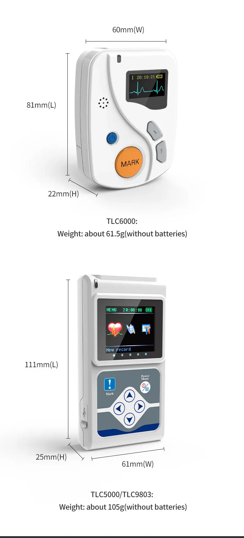 CONTEC TLC9803 Holter ECG System - 24-Hour Heart Monitoring