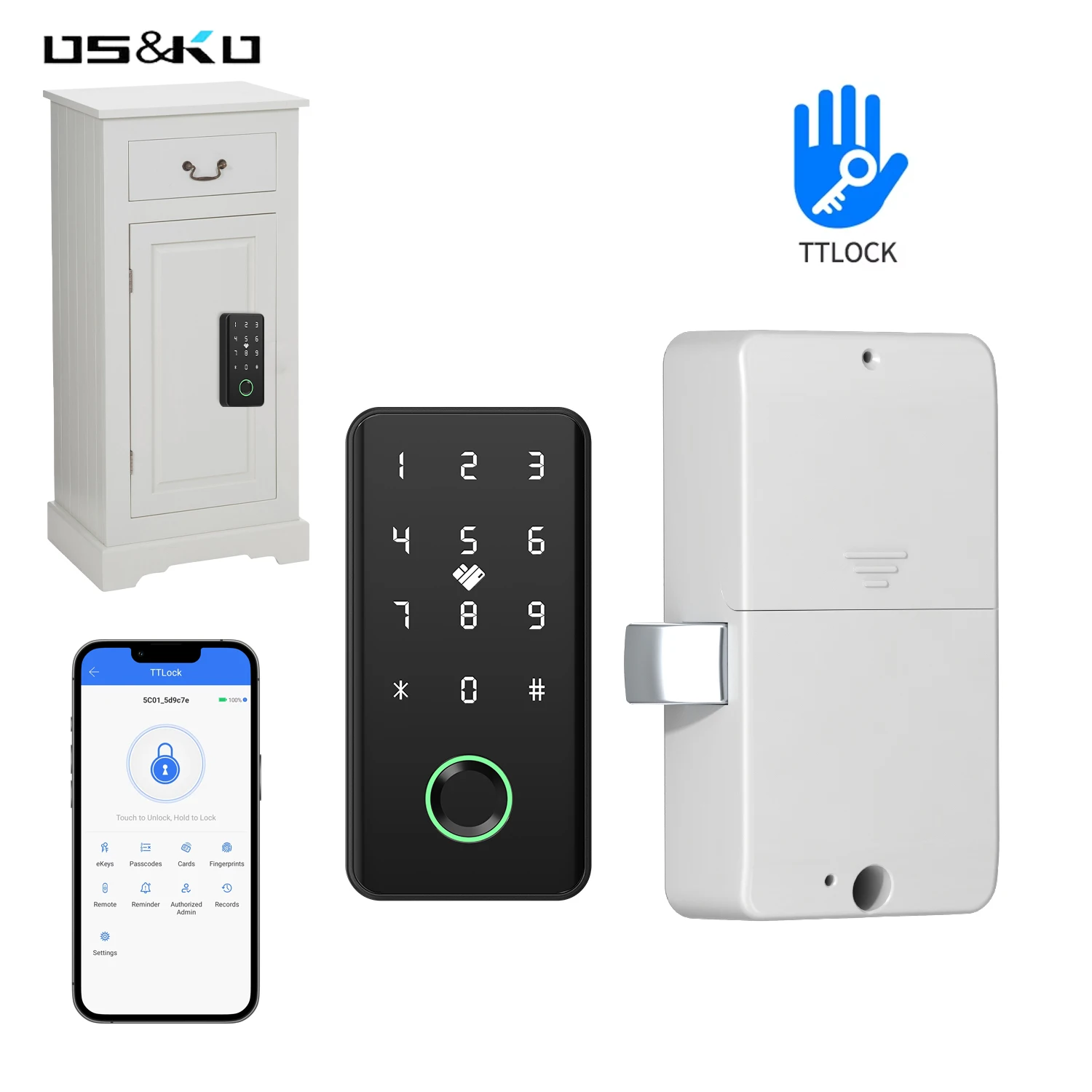 TTLOCK fingerprint cabinet Lock Smart hidden rfid bluetooths ble wooden ...
