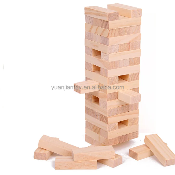 Toppling Topple Tower - 60 Pcs Wooden Blocks Stacking Game