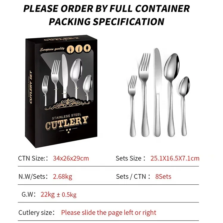 Kitchen Hotel Besteck Metal Knife Spoon Fork Stainless Steel Flatware ...