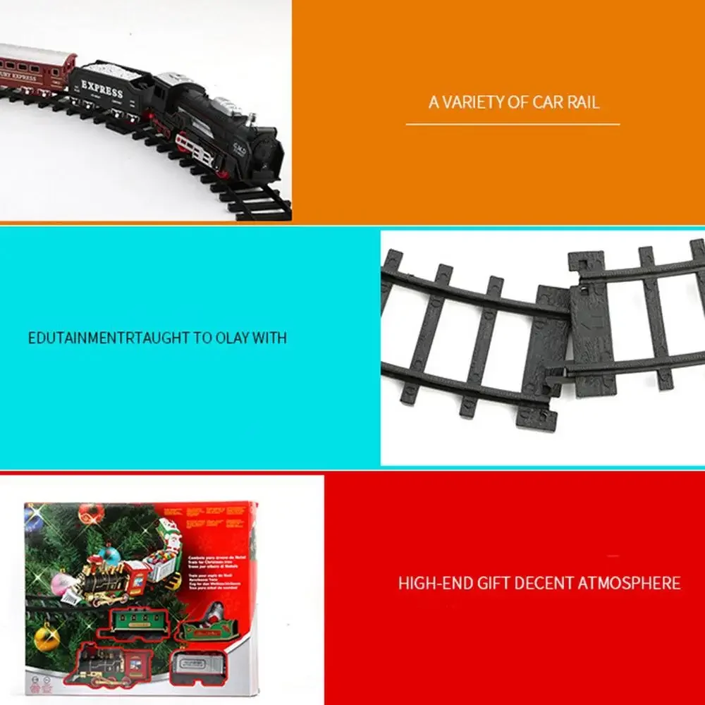 Christmas Realistic Electric Track Train Set Creative Rail Car Mini ...