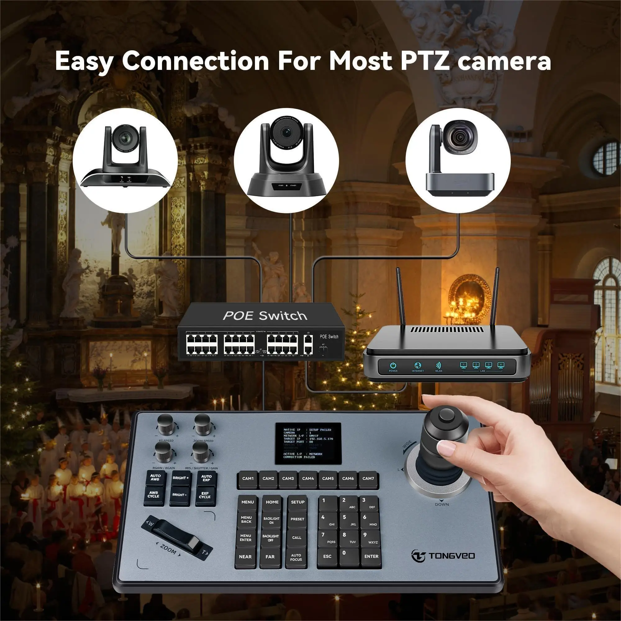 Tongveo Conference PTZ Camera with 20x Zoom & NDI Support