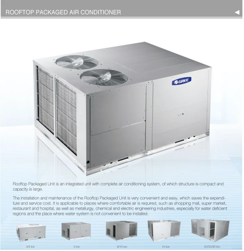 Gree Cooling Only 50hz R410A Inverter Type 10ton 15ton 20ton Rooftop ...