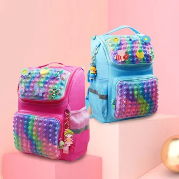 Stylish Pop Kids Rainbow Fidget Bubble Popit School Backpack Bag ...