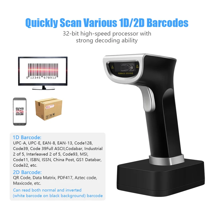 Cmos Qr Code Reader Bar Support 1d 2d Codes 2d 2.4g Wireless Barcode ...