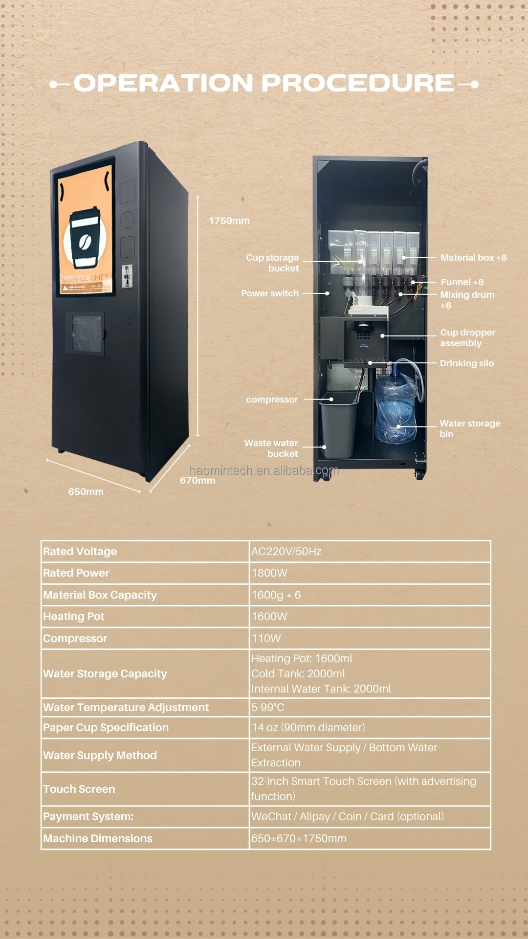 Commercial Protein Vending Machine - Self Service Milk Tea & Coffee