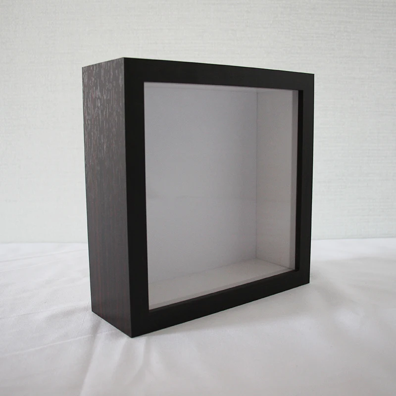 Black 6cm MDF Shadow Box Frame with Glass for Art & Photos - Custom ODM