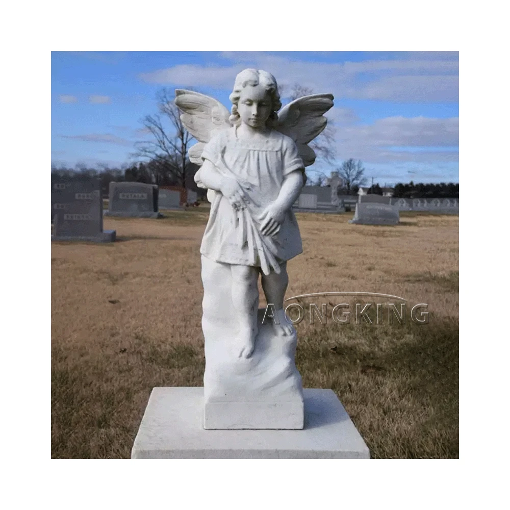 Natural Stone Marble baby angel sculpture Headstones Tombstones For ...