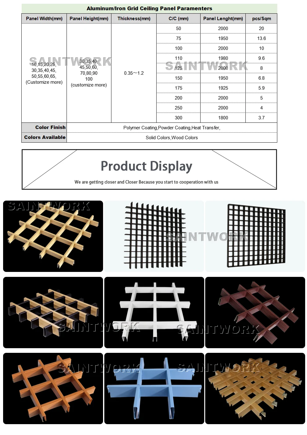 Metal Steel Grille Ceiling Panels Suspended Open Cell Aluminium Grid ...