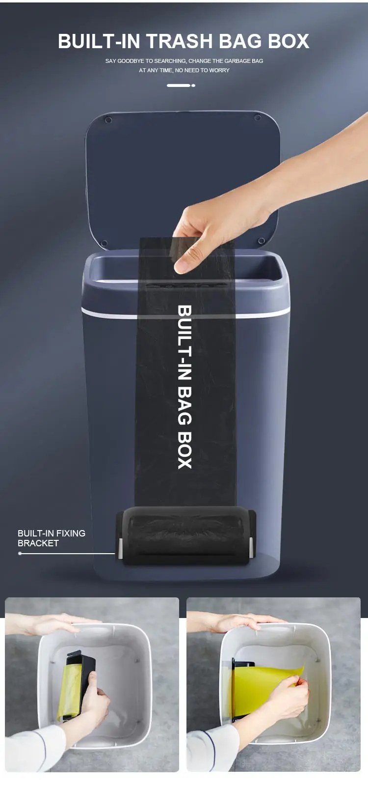 Home Smart Dustbin Sensor, Induction 12L Hot Sale Automatic Plastic ...