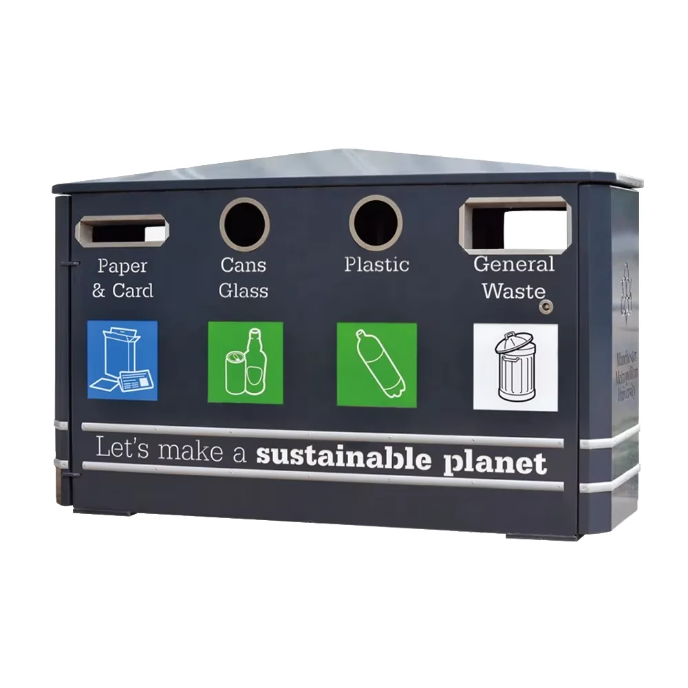 Outdoor Street Metal Recycle Bin Stainless Steel Large Public ...