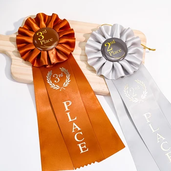 Factory Custom 1st 2nd 3rd Place Gold Silver Bronze Pleated Rosettes ...