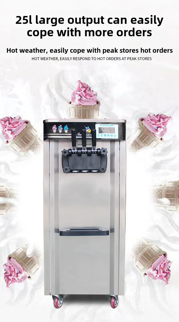 Commercial Fully Automatic Stainless Steel Soft Ice Cream Machine Large ...