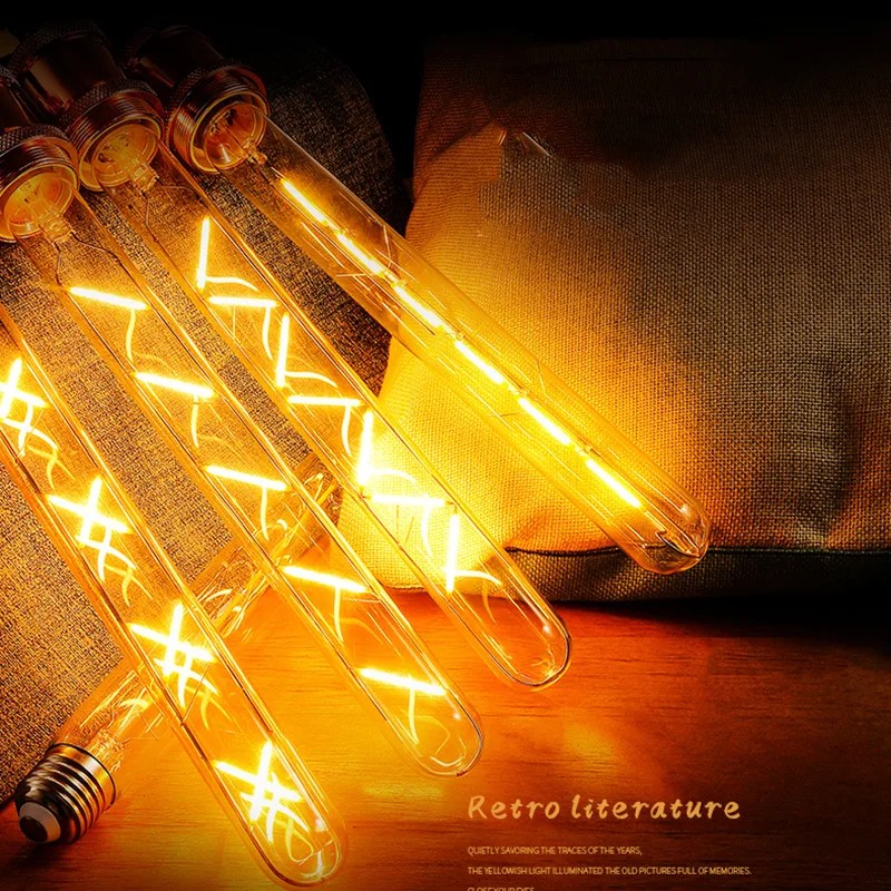 HITECDAD Decorative Vintage Long Tube Edison Bulb T30 LED Filament ...