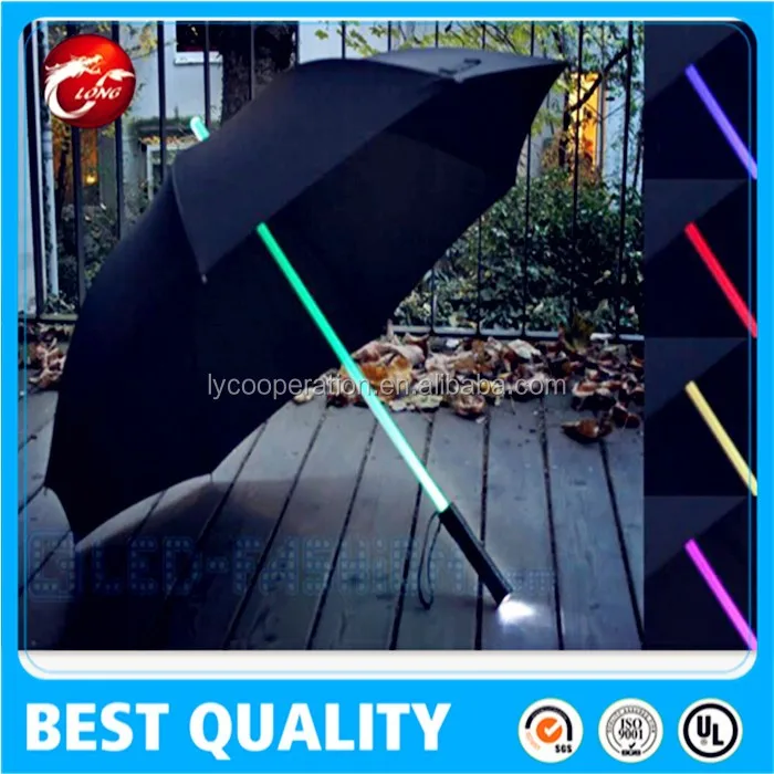 Led Lighted Umbrella 7 Colors Changing On Shaft Flash Light Golf ...