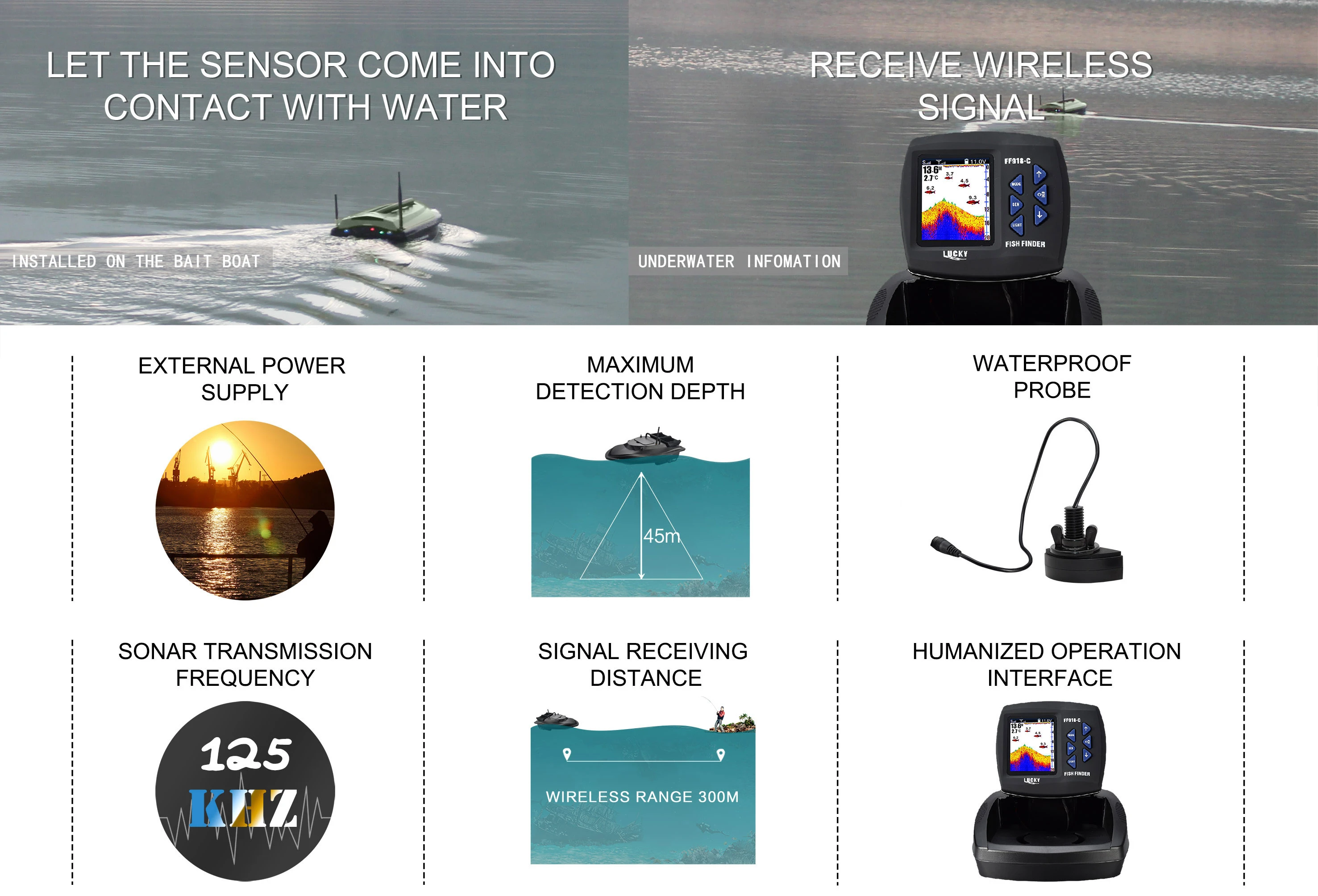 Lucky FF918C-WL Multibeam Echo Sounder - Fish Tracking Tool