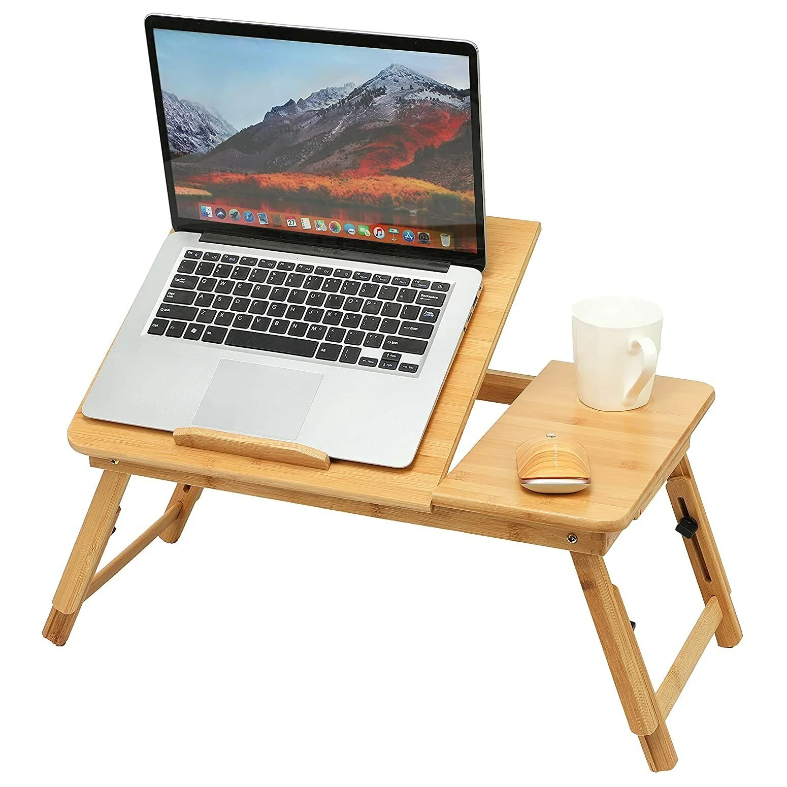 Adjustable Bamboo Laptop Table Angle Bed Breakfast Tray Table Bamboo ...