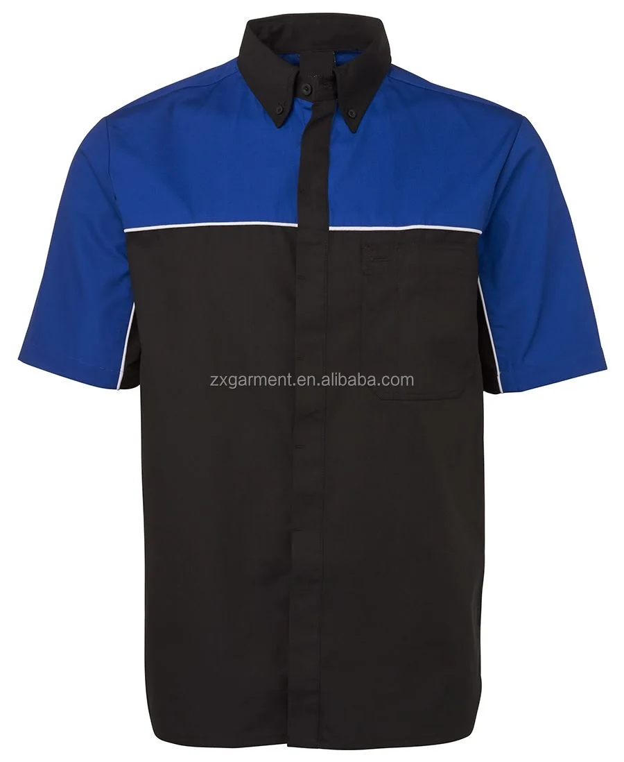 Mens Shorts Sleeve Automotive Uniform Work Shirt Multi Pocket ...