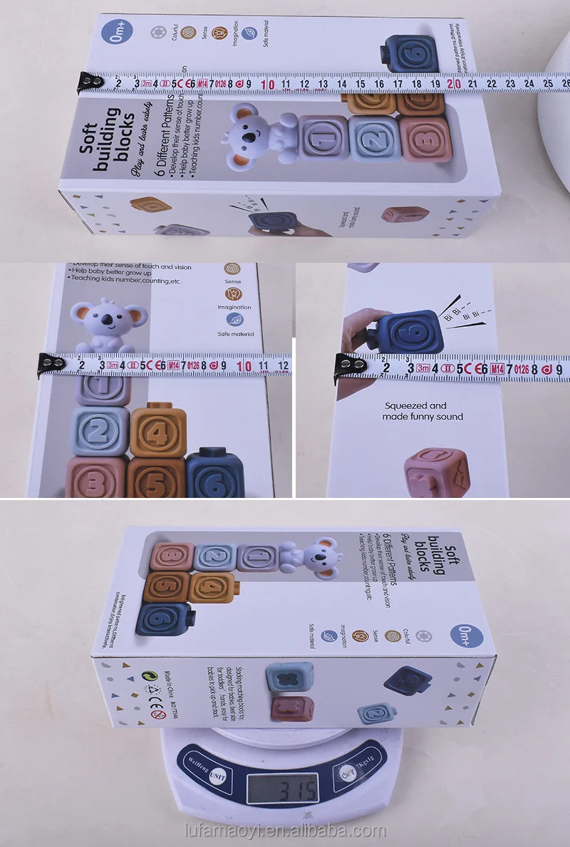 New 6pcs/set Baby Soft Silicone Stacking Tower Blocks Ring Stacker Baby ...