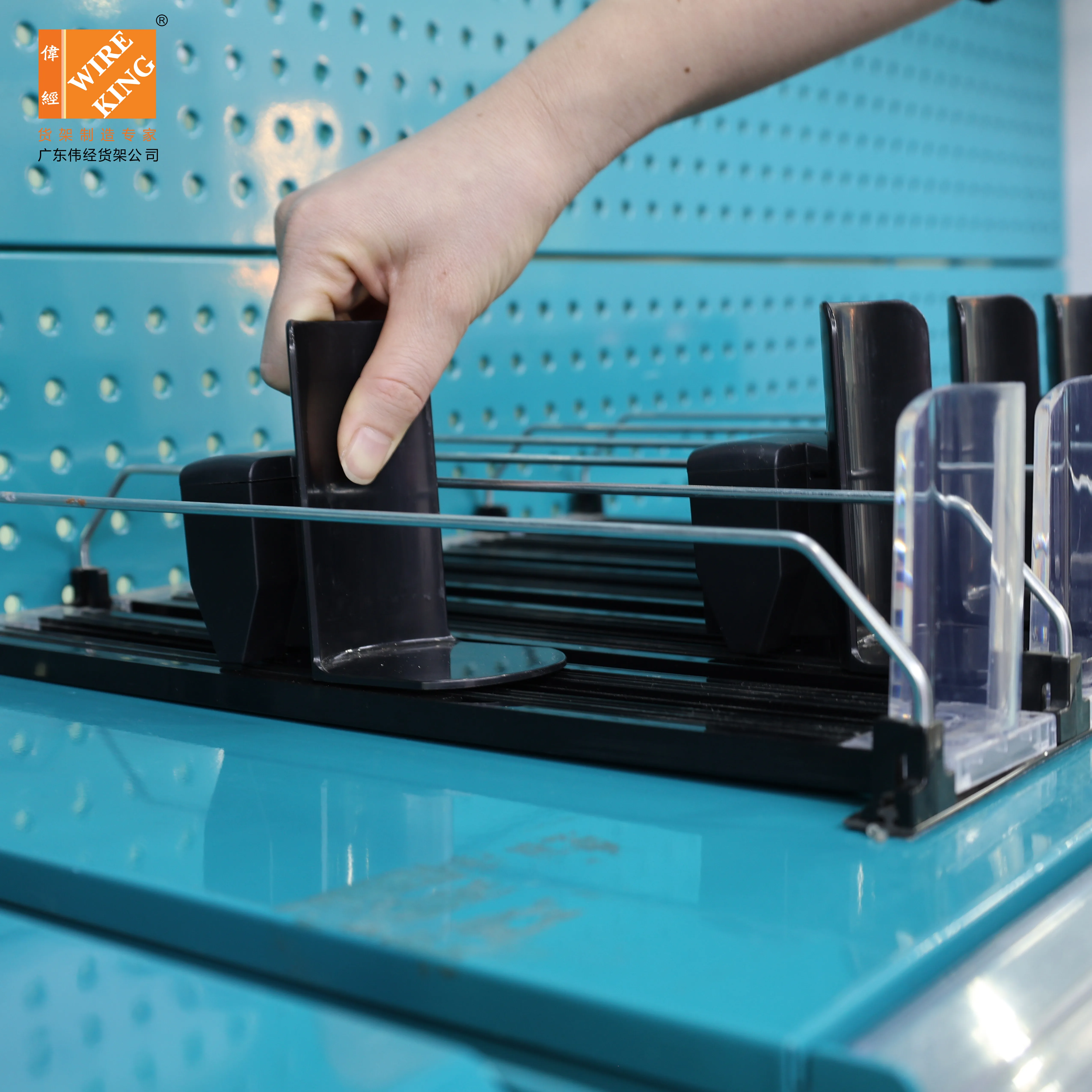 WIREKING Shelf Divider Pusher System Adjustable Width Red Wine Shelf ...